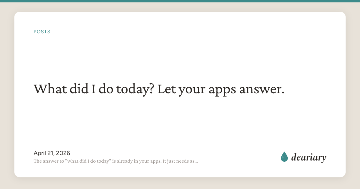 What did I do today? Let your apps answer.